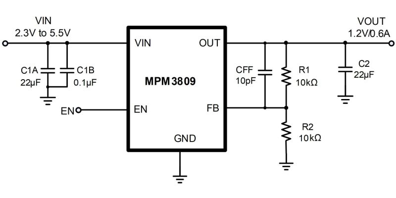MPM3809 | 2.3V to 5.5V Input, 0.6A, PSM Power Module in an Ultra-Small ...