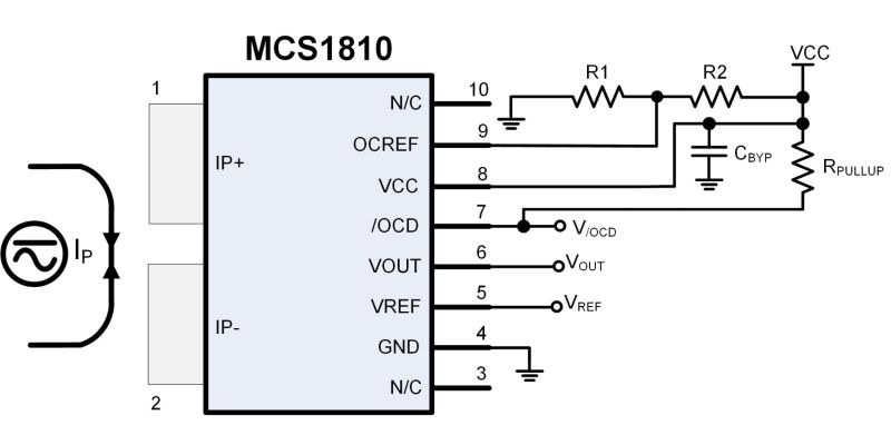 MCS1810 | Isolated, Coreless 5A to 100A, Linear Hall-Effect Current Sensor with 1μs OCD | MPS