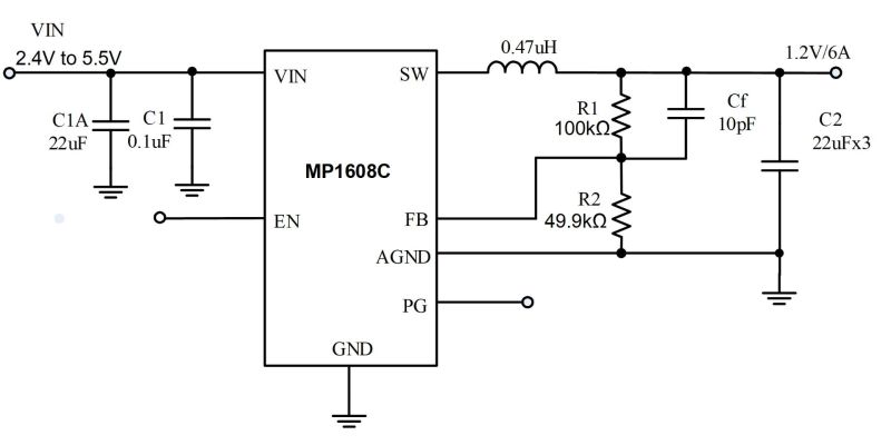 MP1608C | 5.5V, 6A, Synchronous Step-Down Converter in an SOT583 ...
