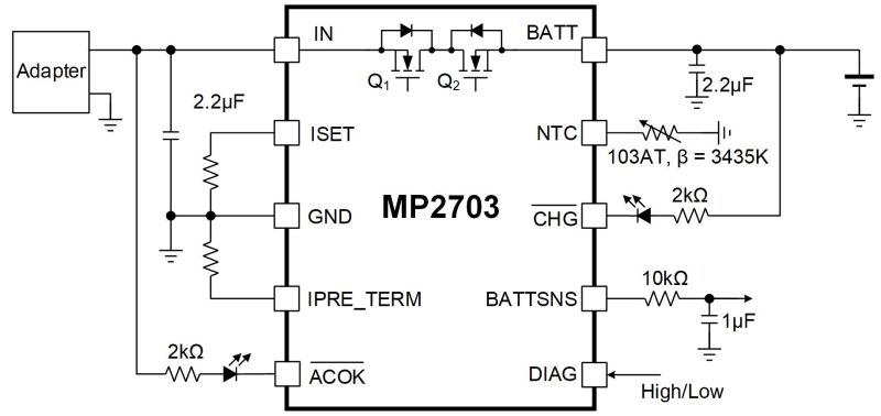 MP2703 | 26V Input, 1A, Linear Charger with Battery Diagnostics for 1 ...
