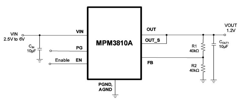 MPM3810A | 6V Input, 1.2A Module, Synchronous Step-Down Converter with Integrated Inductor | MPS