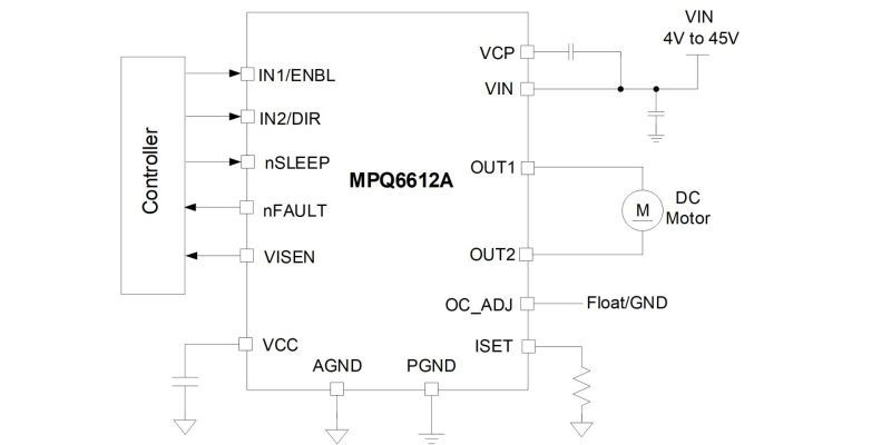 MPQ6612A-AEC1 | 40V, 5A, H-Bridge DC Motor Driver with Current Sense and IN1 and IN2 Logic ...