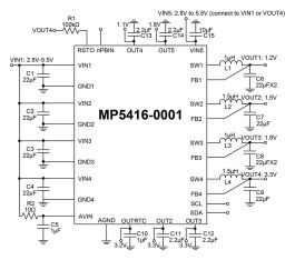 MP5416 | 5V PMIC with High-Efficiency 4.5A/4A/2.5A/2A Four Step-Down ...