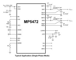 MP5472 | 12V, 6A, Fully Integrated Dual-Output PMIC with I2C Interface ...