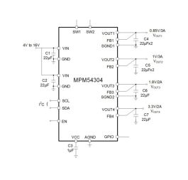 MPM54304 | 4V to 16V Input, Quad 3A, 3A, 2A, 2A Output Power Module ...