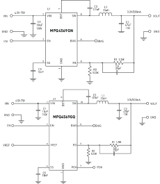 MPQ4569 0.3A、2.6MHz、同期整流ステップダウンコンバータIC、AEC-Q100認定